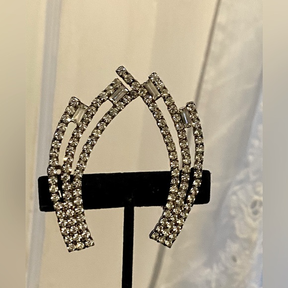 Vintage | Jewelry | Vintage Bling Clear Rhinestones Unique Statement ...